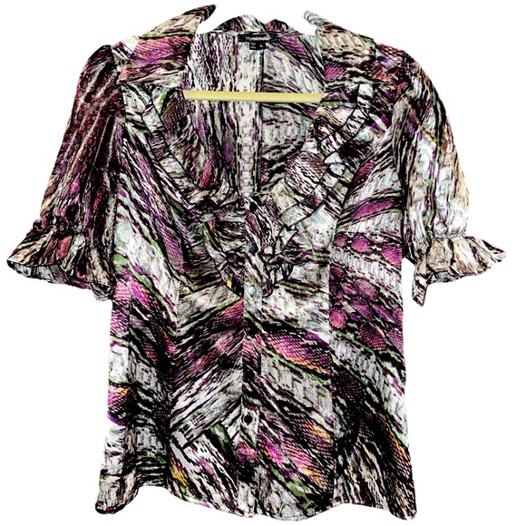 My Michelle | Tops | My Michelle Animal Print Metallic Short Sleeve ...